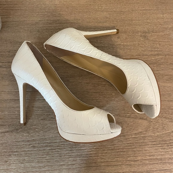 Ivanka Trump | Shoes | Ivanka Trump White Alligator Peeptoe Heels | Poshmark